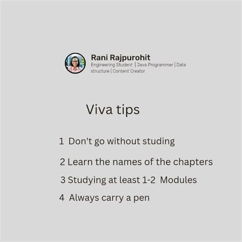 Rani Rajpurohit On Linkedin Viva Tips Exam Enginner Learner