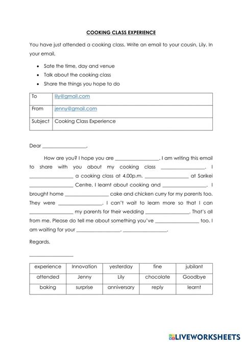 Cooking Class E Free Interactive Worksheets 7106437