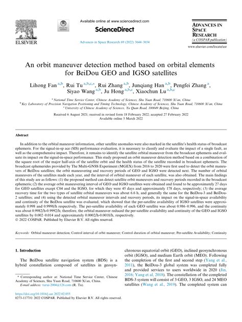 Pdf An Orbit Maneuver Detection Method Based On Orbital Elements For