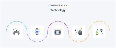 Technology Flat 5 Icon Pack Including Electricity Hardware Camera