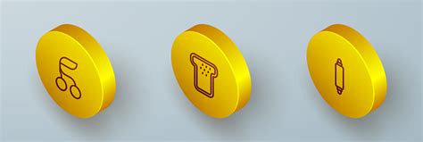 아이소메트릭 라인 신선한 딸기 빵 토스트 및 롤링 핀 아이콘을 설정합니다 벡터 3차원 형태에 대한 스톡 벡터 아트 및 기타 이미지 3차원 형태 건강한 생활방식 건강한