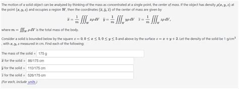 Solved The Motion Of A Solid Object Can Be Analyzed By Chegg Com