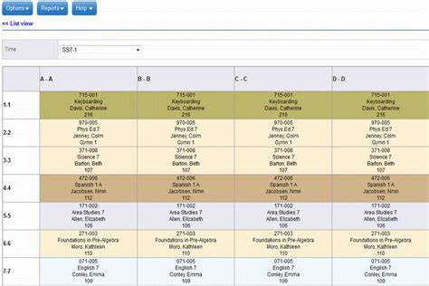 Matrix Schedule Template