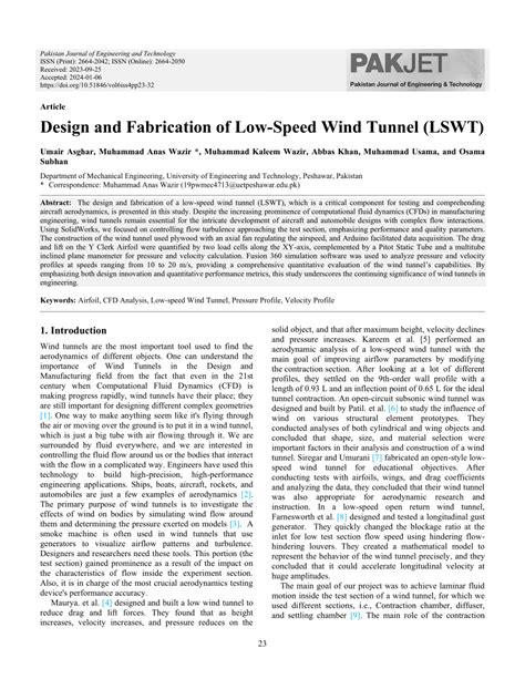 pdf design and fabrication of low speed wind tunnel lswt