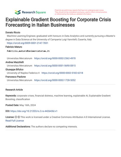 Pdf Explainable Gradient Boosting For Corporate Crisis Forecasting In
