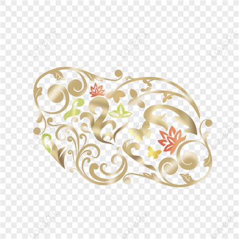 크리 에이 티브 황금 그라데이션 일러스트 꽃 장식상징결혼 Png 일러스트 무료 다운로드 Lovepik