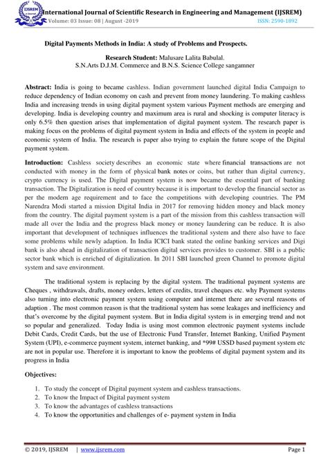 Pdf Digital Payments Methods In India A Study Of Problems And Prospects