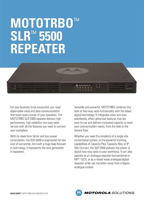 Slr5500 Repeater Products Dee Communications