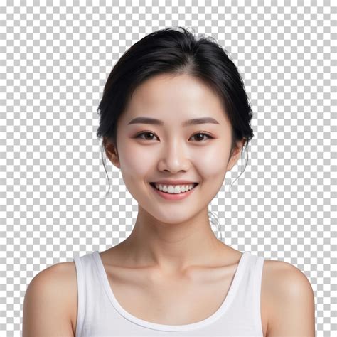 Premium Psd Asian Woman Wearing Tank Top Isolated On Transparent Background