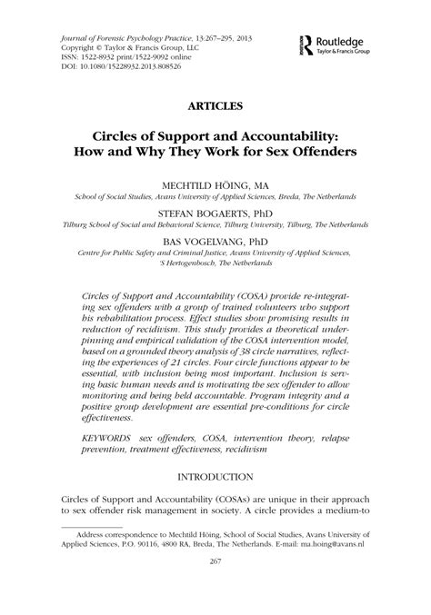 PDF Circles Of Support And Accountability How And Why They Work For Sex Offenders