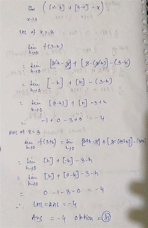 Limit X→3 X 3 3 X X Where Denotes The Greatest