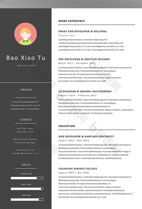 word格式英文简历模板下载 包图网