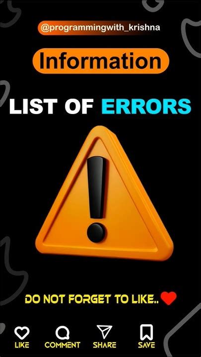 list of website errors shortvideo programming programmingwithkrishna coding education youtube