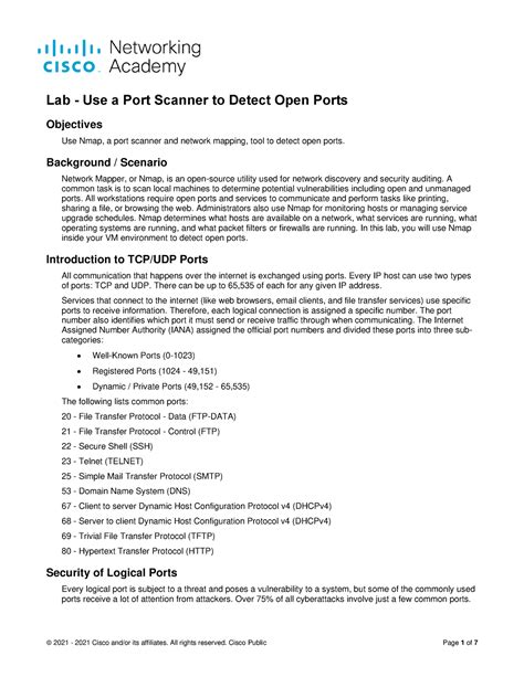 Lab Use A Port Scanner To Detect Open Ports Answer Key Objectives Use Nmap A Port