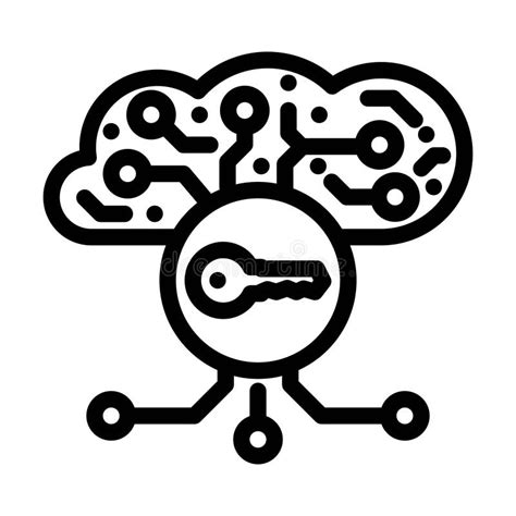 Encryption Key Cloud Computing Line Icon Vector Illustration Stock Illustration Illustration