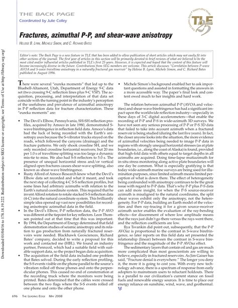 Pdf Fractures Azimuthal P P And Shear Wave Anisotropy