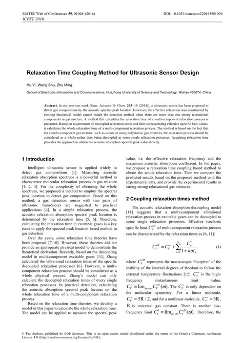 Pdf Relaxation Time Coupling Method For Ultrasonic Sensor Design