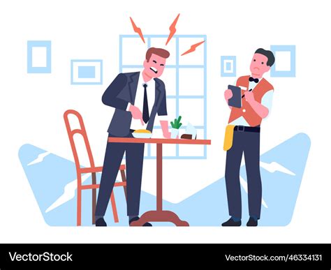Angry Male Customer In Restaurant Yells At Waiter Vector Image