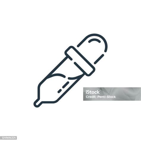 드롭퍼 벡터 아이콘입니다 드롭퍼 편집 가능한 스트로크 웹 및 모바일 앱 로고 인쇄 매체에 사용하기 위한 드롭퍼 선형 기호입니다 얇은 선 그림 벡터 격리 된 윤곽선 도면입니다