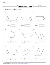 Area Of Parallelograms Worksheet Worksheets Library