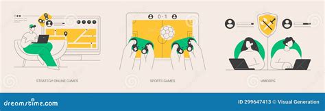 Playing Computer Games Abstract Concept Vector Illustrations Stock
