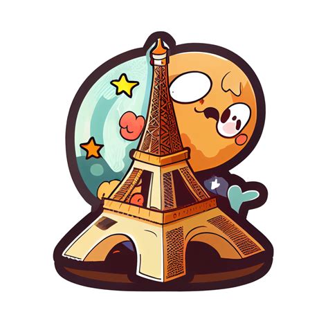 Cartoon Sticker Of The Eiffel Tower In Paris France Png