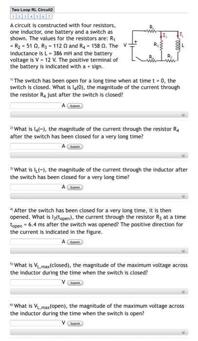 Solved Two Loop Rl Circuit2 W A 000 Gy A Circuit Is
