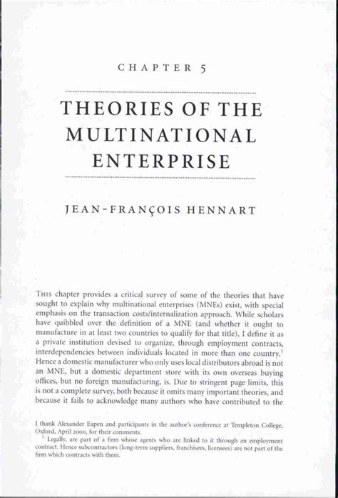 Pdf A Theory Of Multinational Enterprise