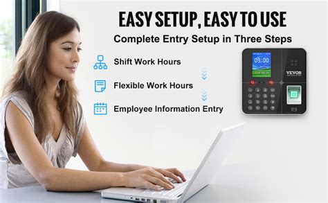 Vevor Time Clock Biometric Clock 100000 Records Employee Attendance