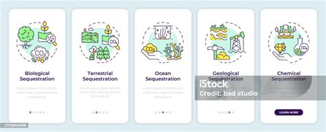 Carbon Sequestration Types Onboarding Mobile App Screen Stock Illustration Download Image Now