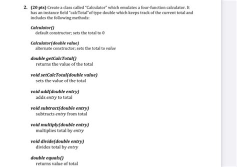 solved 2 20 pts create a class called calculator which
