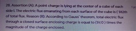 [answered] 28 Assertion A A Point Charge Is Lying At The Center Of A