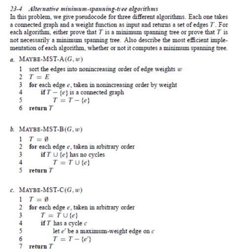 solved 23 4 alternative minimum spanning tree algorithms in
