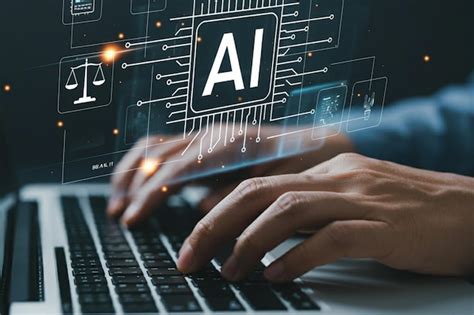 Premium Photo Futuristic Ai Technology With Hands Typing On Laptop For Artificial Intelligence