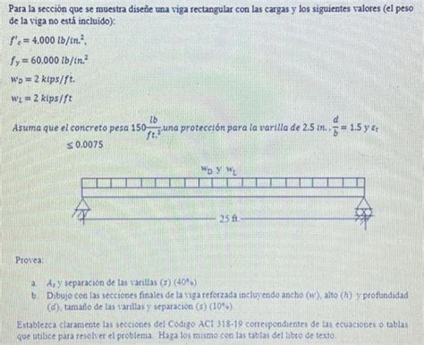 For The Section Shown Design A Rectangular Beam With Chegg