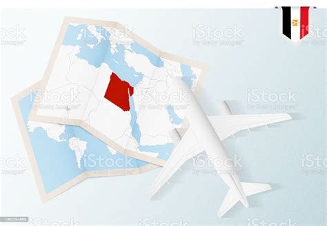 이집트 이집트의지도와 국기와 최고 보기 비행기로 여행 관광에 대한 스톡 벡터 아트 및 기타 이미지 관광 관광객 기 Istock