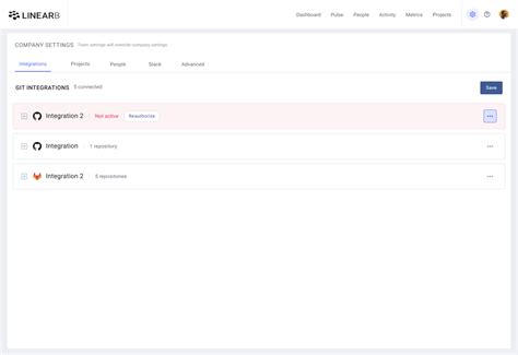 how to re authorize git integration helpdocs and user setup linearb