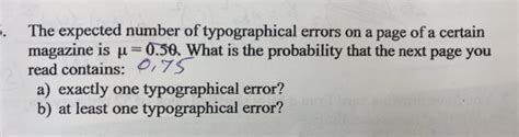 Solved The Expected Number Of Typographical Errors On A Page