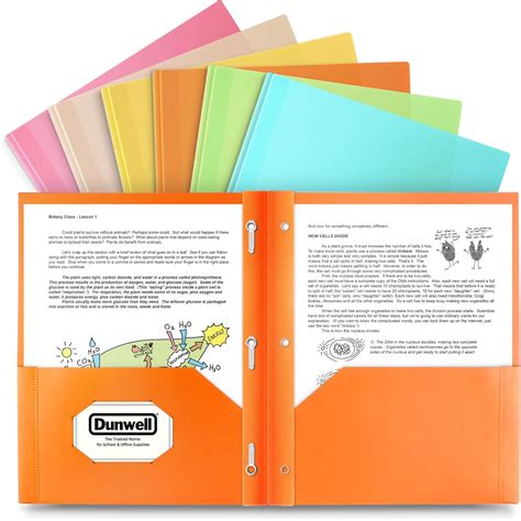 Amazon Dunwell Plastic 2 Pocket Folders With Prongs 6 Pack