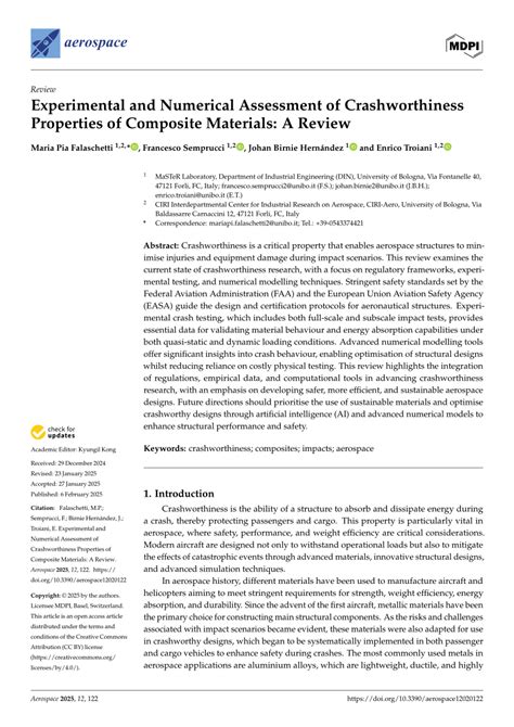 Pdf Experimental And Numerical Assessment Of Crashworthiness Properties Of Composite Materials