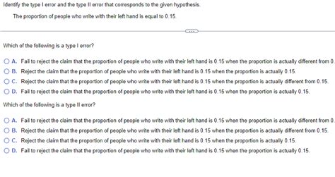 Solved Identify The Type I Error And The Type Ii Error