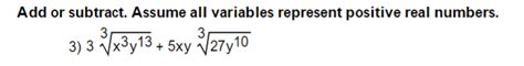 solved add or subtract assume all variables represent