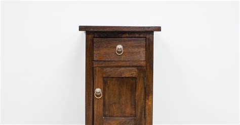 Rustic Teak Bedside Cabinet Door Drawer JAVA
