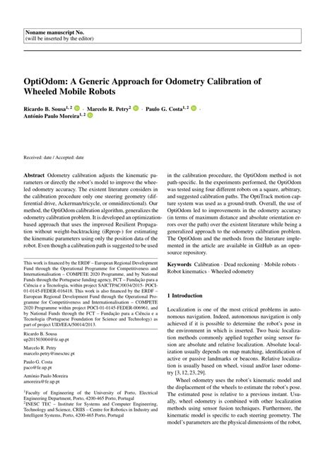 Pdf Optiodom A Generic Approach For Odometry Calibration Of Wheeled Mobile Robots