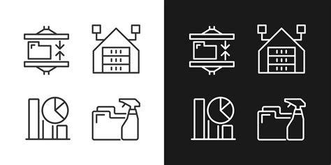 Data Mining Processes Linear Pixel Perfect Icons Set For Dark And Light