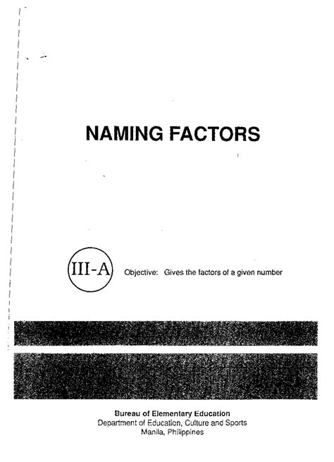Proded Math Iii A Naming Factors Worksheet Naming Factors