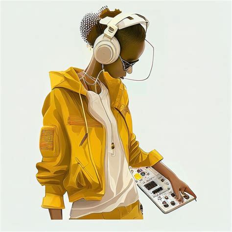 Premium Photo Female Dj Playig Music And Wearing Headphone