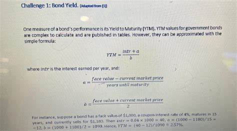 Solved Challenge 1 Bond Yield Adpted From 1 One Chegg Com
