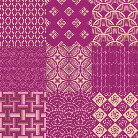 Seamless Vintage Japanese Pattern Set Stock Vector Illustration Of Grey Geometric 51901844