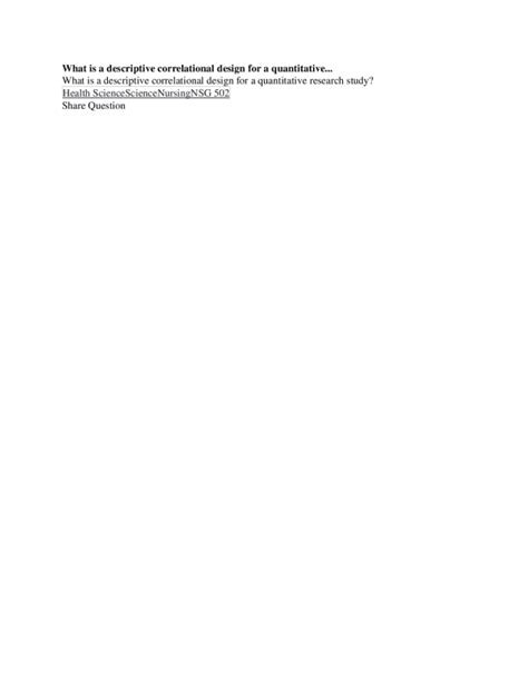 Solved What Is A Descriptive Correlational Design For A Quantitative